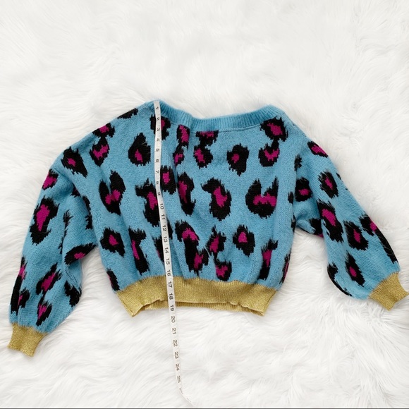 Topshop | Sweaters | Topshop Off The Shoulder Blue Leopard Sweater ...